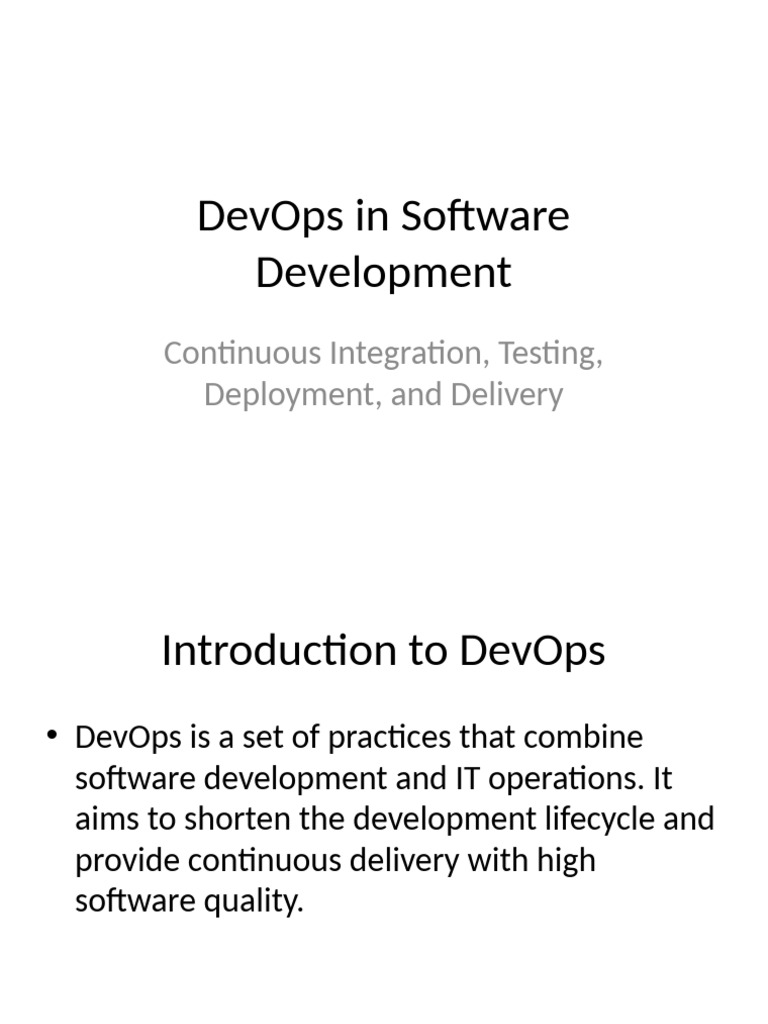 DevOps Practices for Software Development | PDF