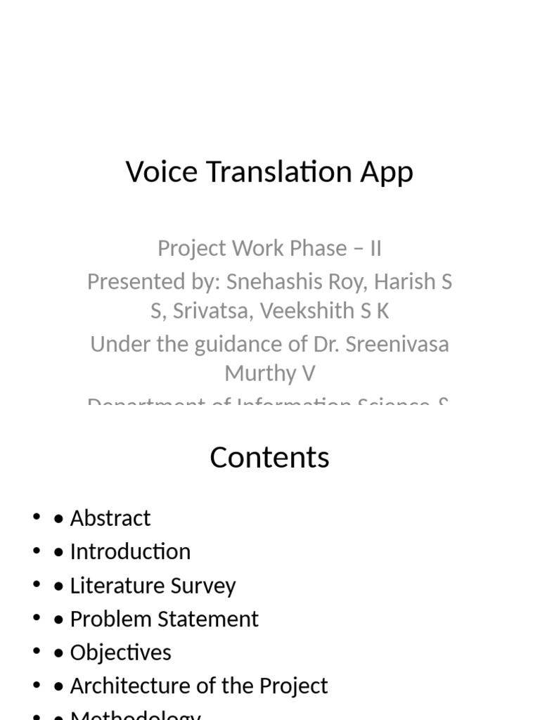 Voice Translation App Detailed Presentation | PDF | Speech Synthesis ...