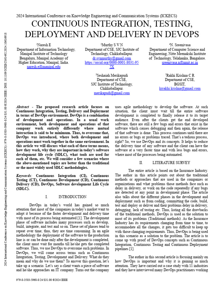 Continuous Integration Testing Deployment and Delivery in Devops | PDF ...