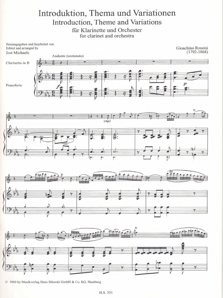 Rossini Introduction Theme and Variations | PDF