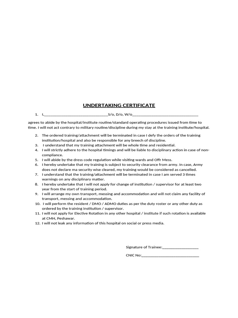 Pgmi Undertaking Certificate 2023 | PDF