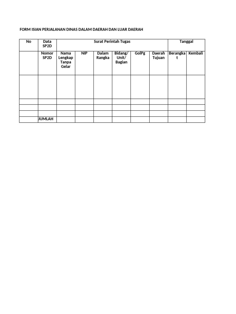 Format Isian - Perjaldin 2025 | PDF