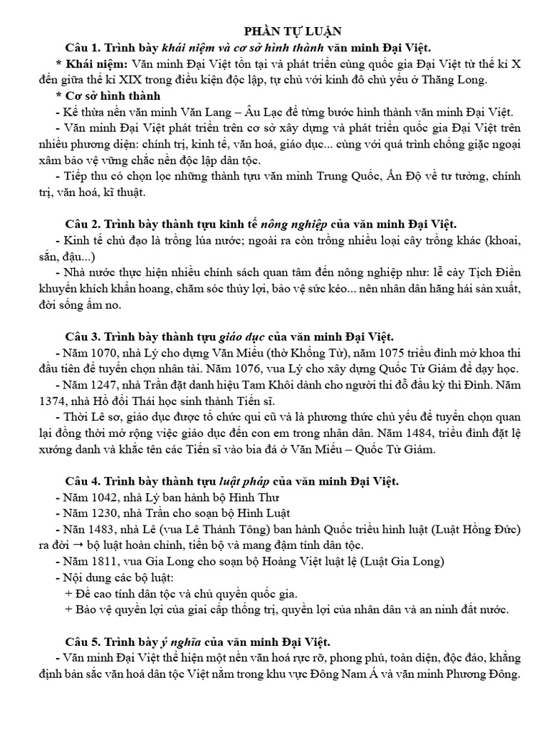 Goi Ý Phan Tu Luan Su 10 | PDF