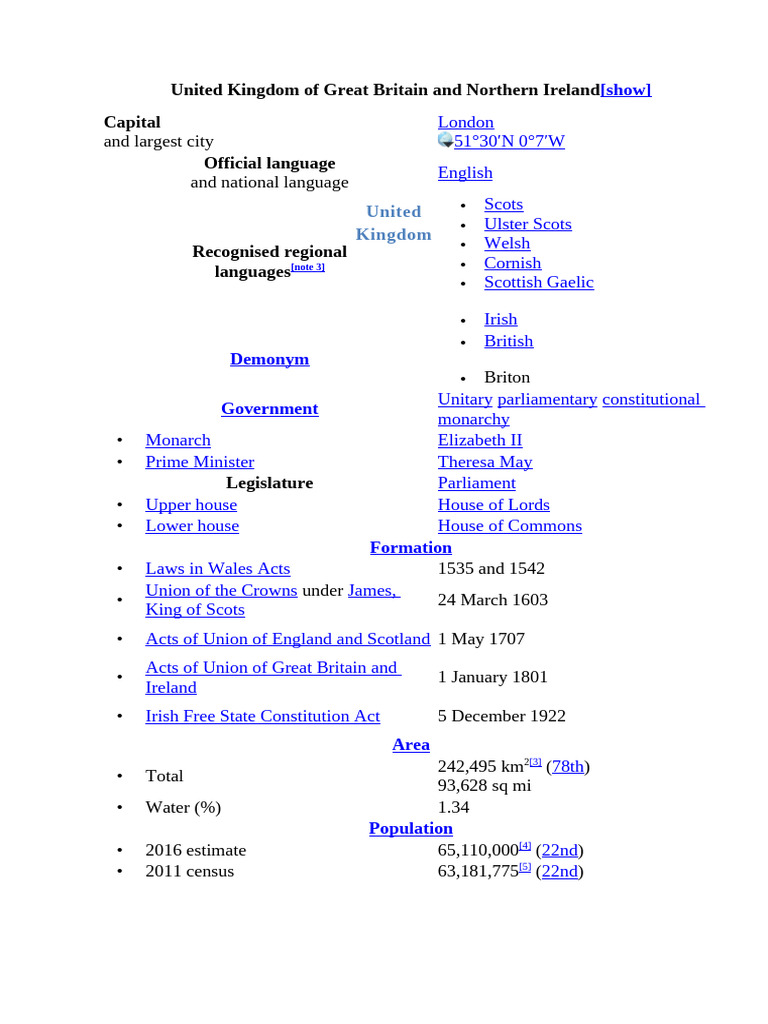 United Kingdom of Great Britain and Northern Ireland | PDF