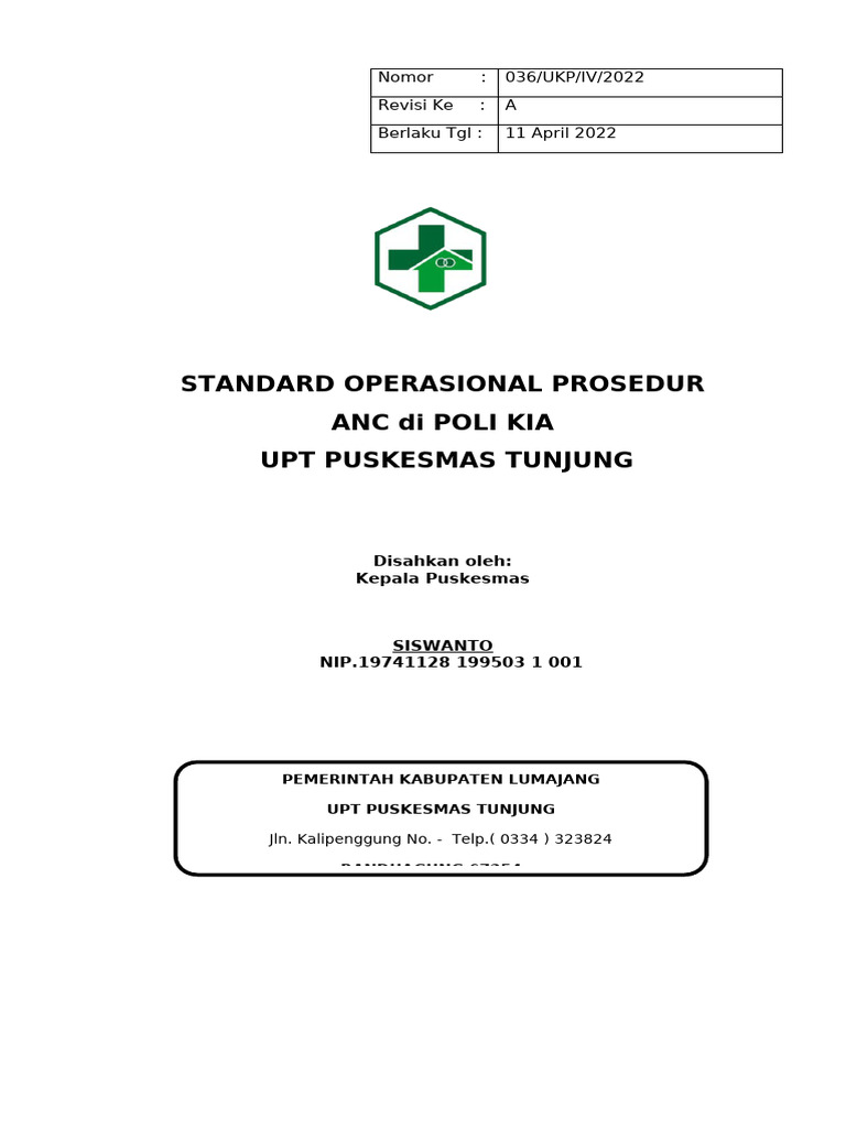 Sop ANC Di KIA | PDF
