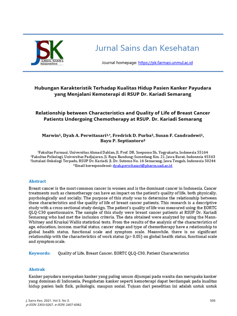 Jurnal Sains Dan Kesehatan (J. Sains Kes.) JSK | PDF