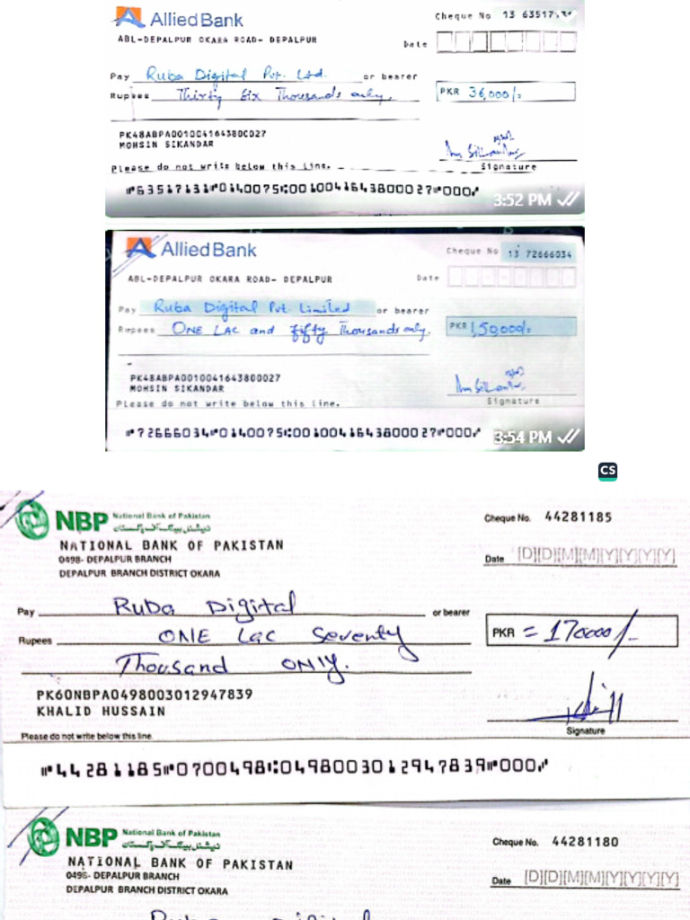 Cheque Received-Cusotmer Singed Against Tempered Cheques | PDF