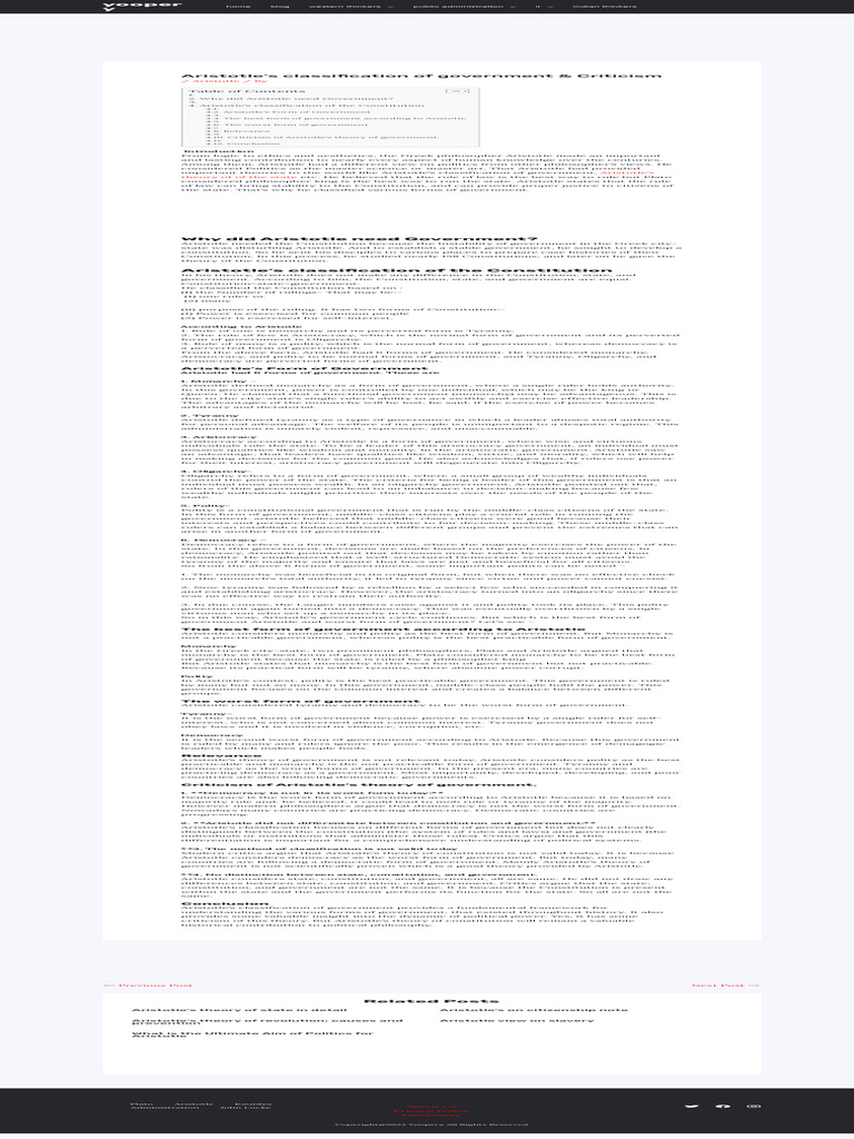 Aristotle's Government Classifications | PDF | Government | Democracy