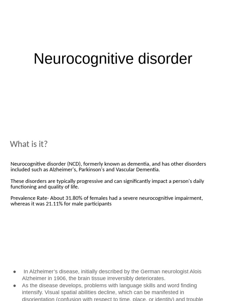 Neurocognitive Disorder | PDF | Alzheimer's Disease | Dementia