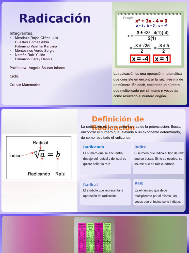 Exposicion de Matematica 1 | PDF | Exponenciación | Raíz cuadrada
