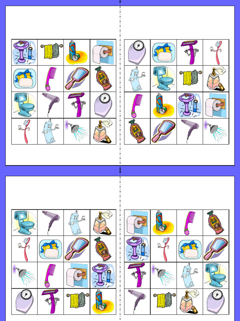 bathroom esl bingo game for kids | PDF