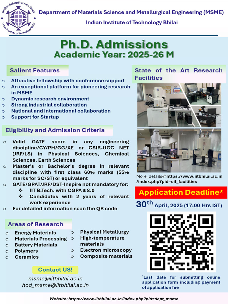 IITBH PGAdmissions Flyer | PDF | Materials Science | Building Engineering