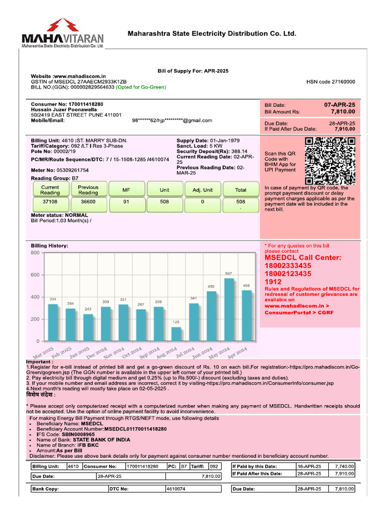 Mseb Bill 50 Universal | PDF