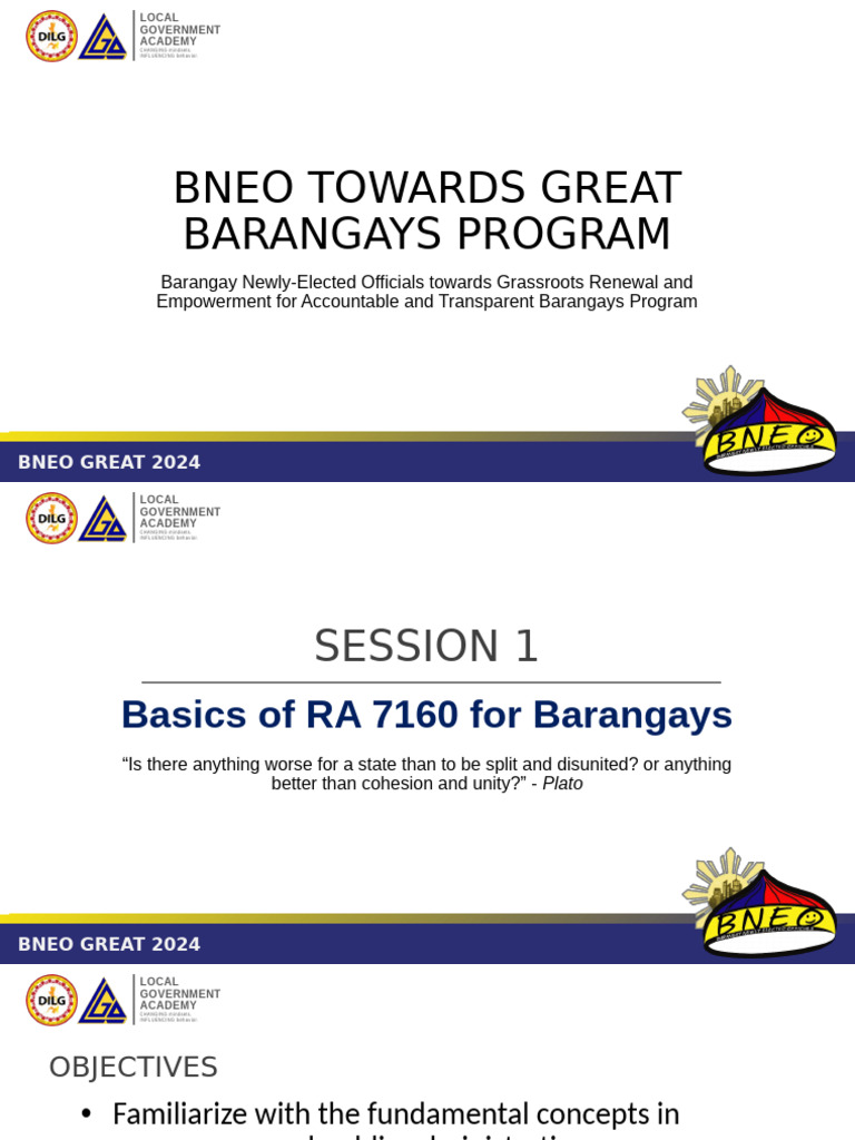 [NEW] Slide deck Session 1 - Basics of RA 7160 for Barangays (2) | PDF ...