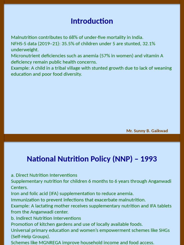 Nutrition Policy Programs MR Sunny | PDF | Human Nutrition | Malnutrition