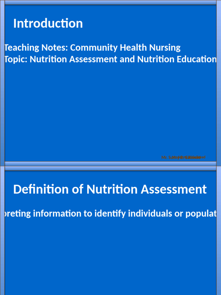 Nutrition Assessment & Education Guide | PDF | Nutrition | Diet & Nutrition
