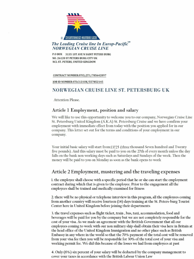 Ncl Uk Employment Contract | PDF