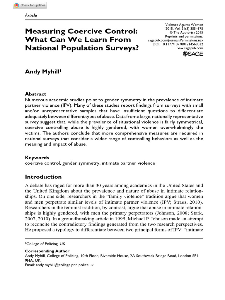 Myhill 2015 Measuring Coercive Control What Can We Learn From National ...