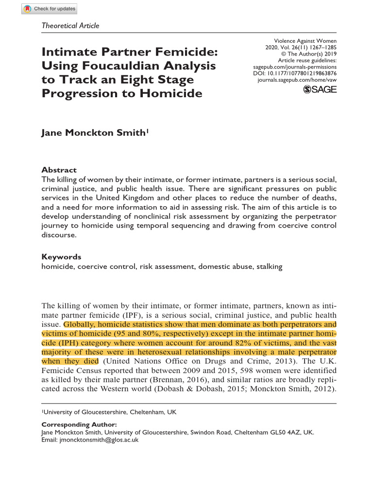 Monckton Smith 2019 Intimate Partner Femicide Using Foucauldian | PDF ...