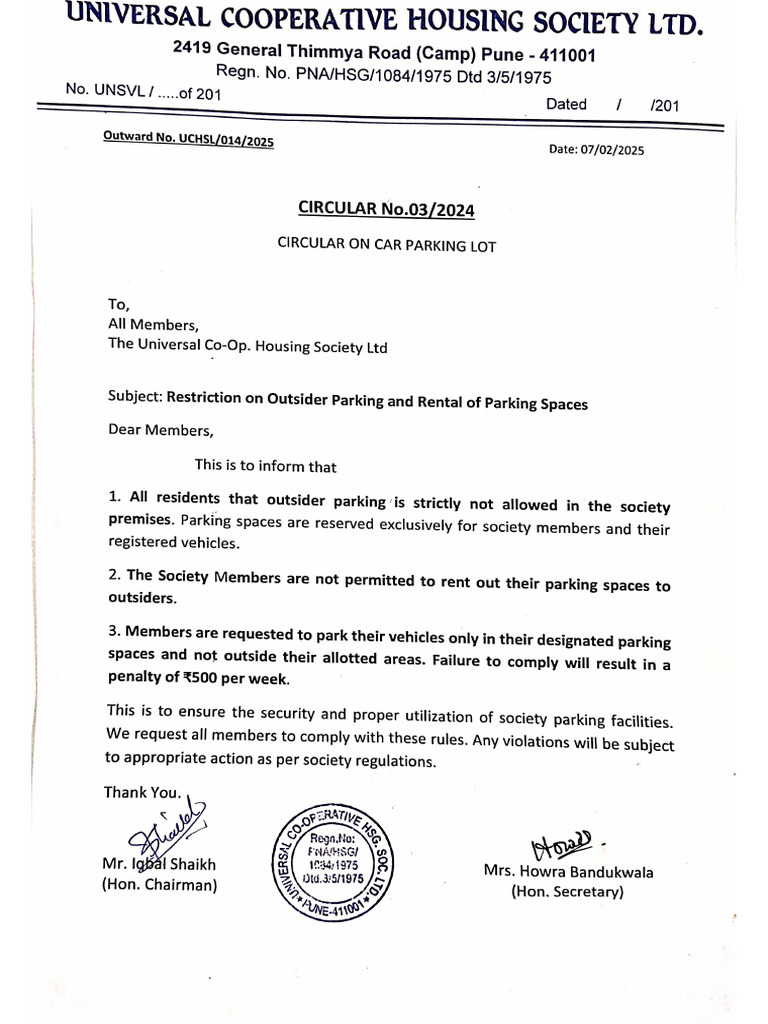 Circular On Car Parking | PDF