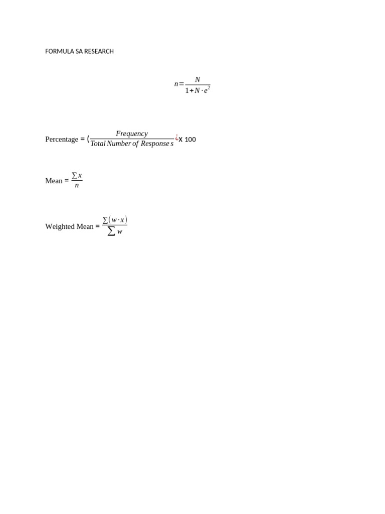 Research Formulas for Data Analysis | PDF