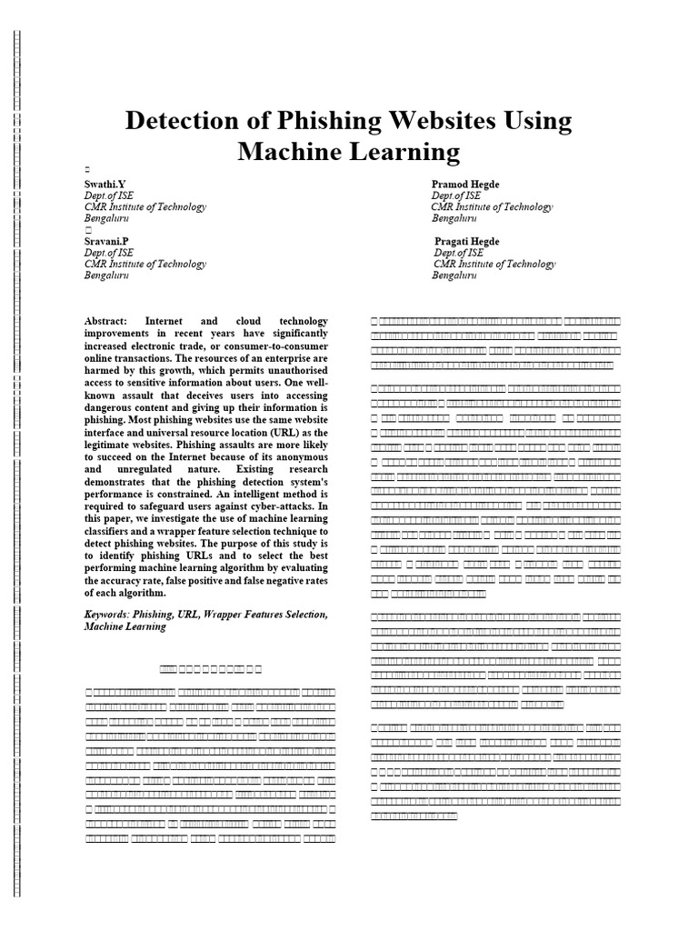 Detection Of Phishing Websites Using Machine Learning Pdf Phishing Cyberspace