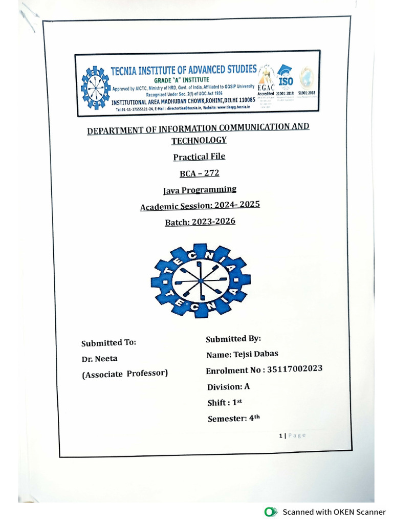 Format of java Lab Manual | PDF