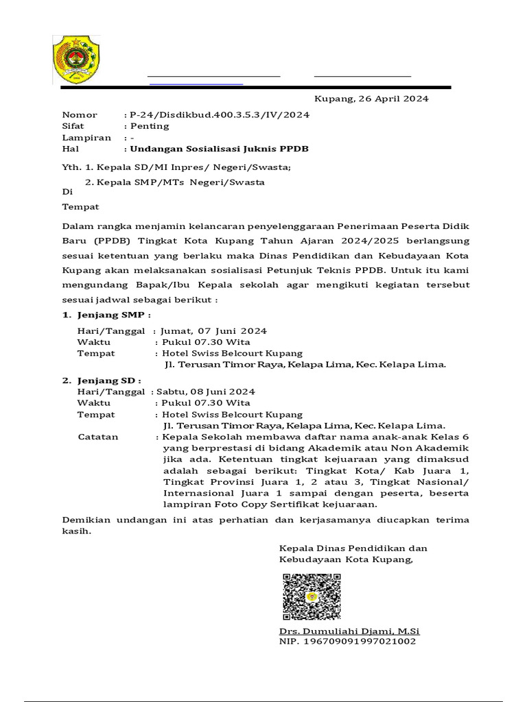 Undangan Sosialisasi Juknis PPDB Okk | PDF