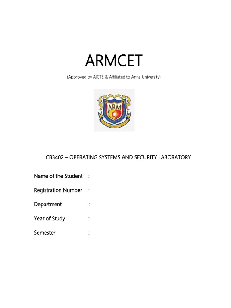CB3402 - Operating System and Security Record | PDF | Computer File | Login