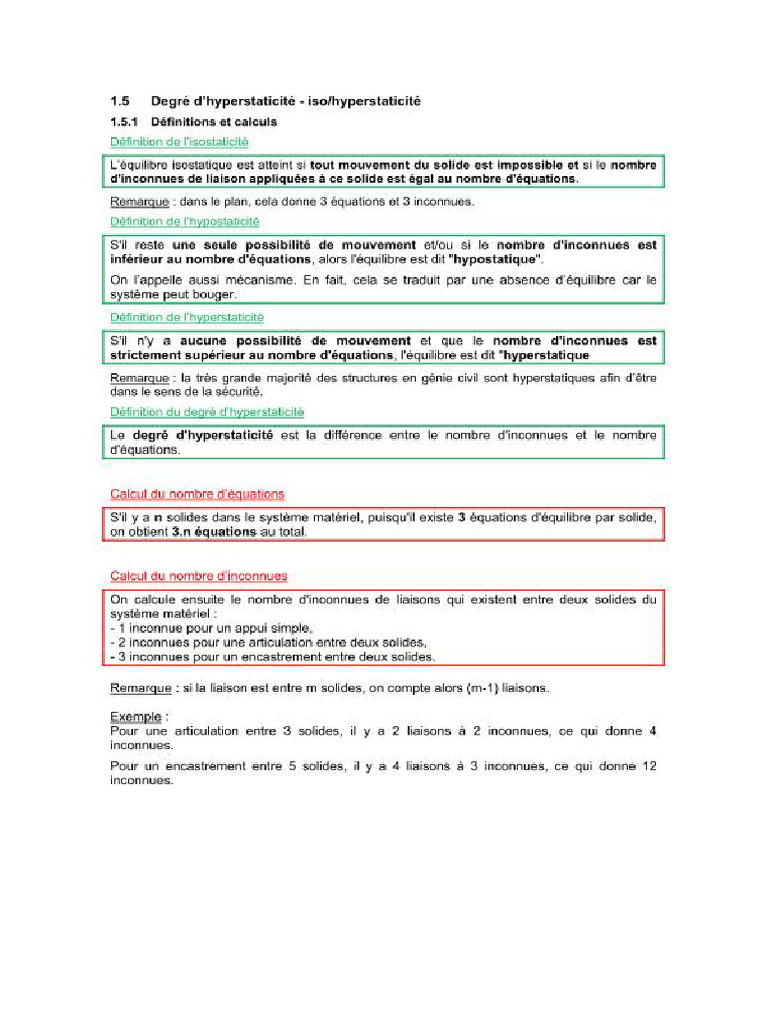 2CEC - COURS RDM - Hyperstatique (Jeudi 7h-9h) | PDF