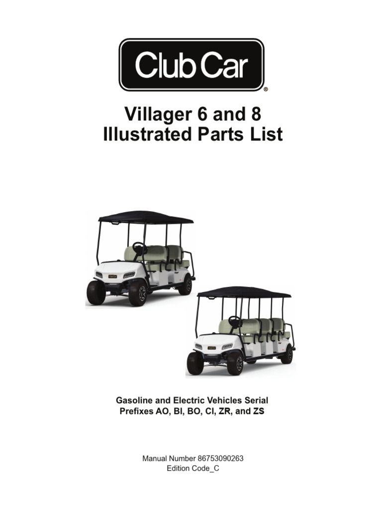 Villager 6 & 8 Parts Manual Guide | PDF | Throttle | Steering