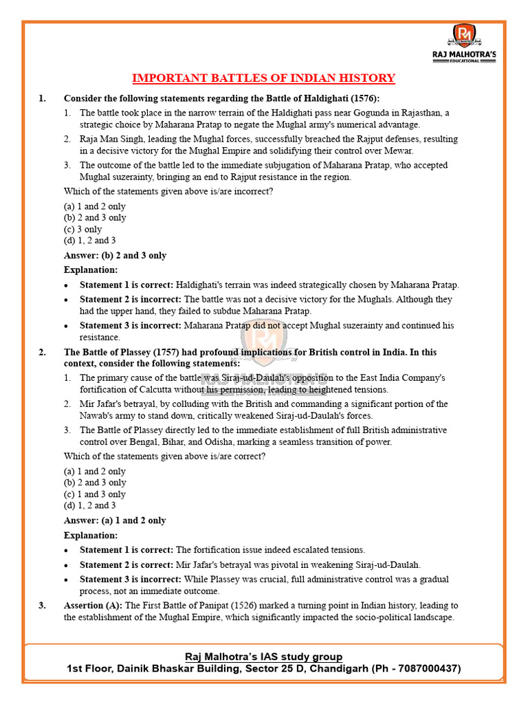 Important Battles of Indian History | PDF