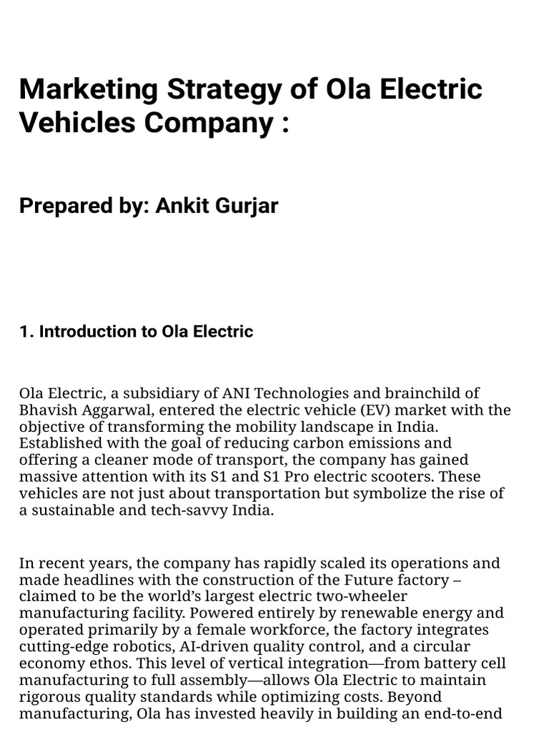 Ola | PDF | Electric Vehicle | Pricing
