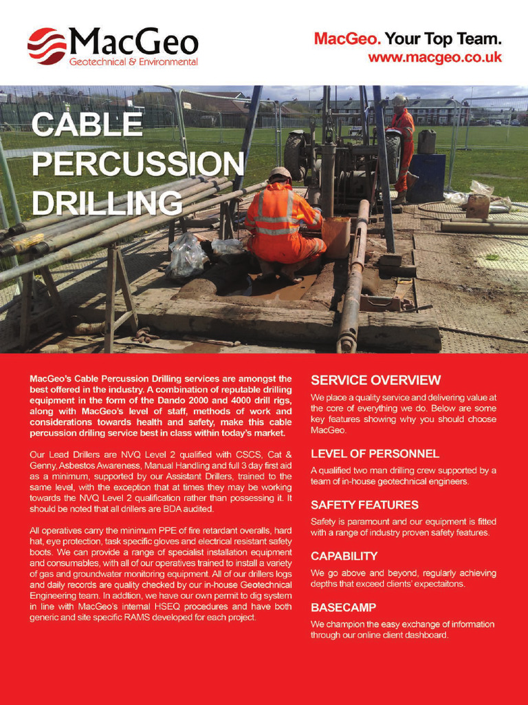 Cable Percussion Drilling Full Spec | PDF