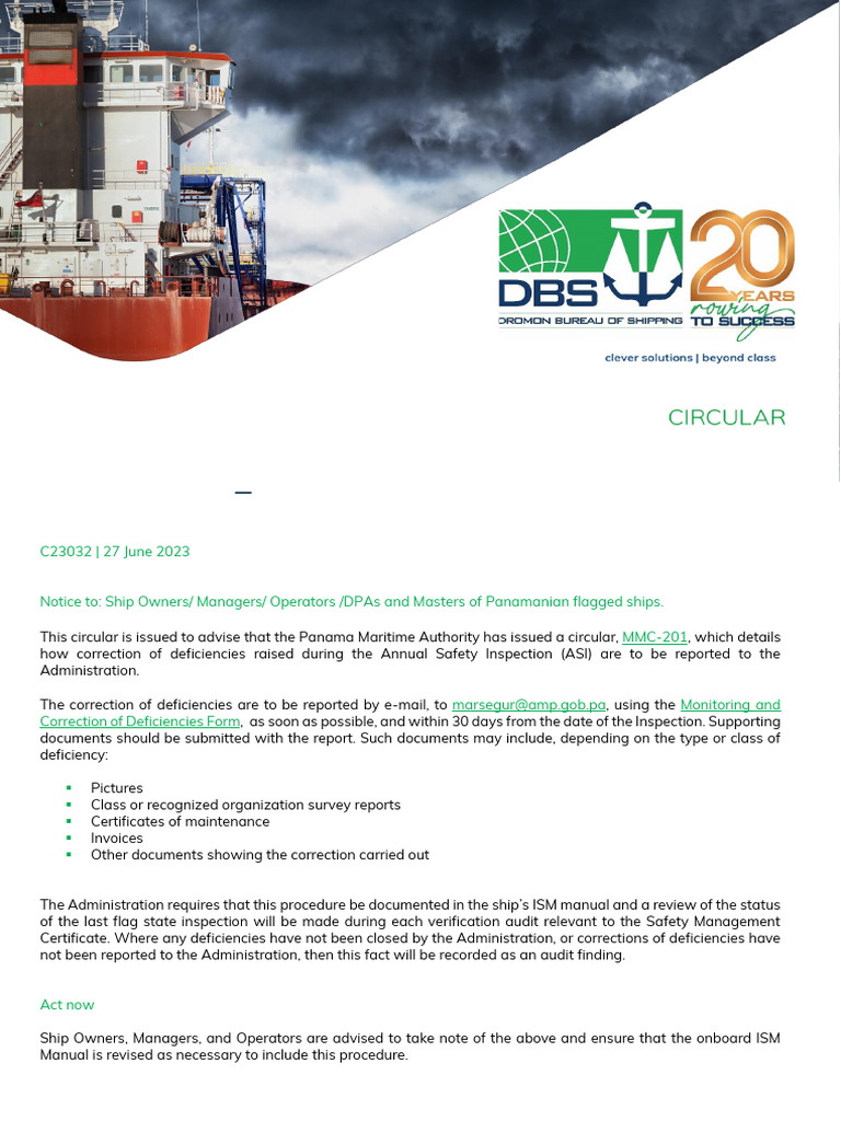 C23032 Correction of Deficiences Found in ASI Inspections | PDF