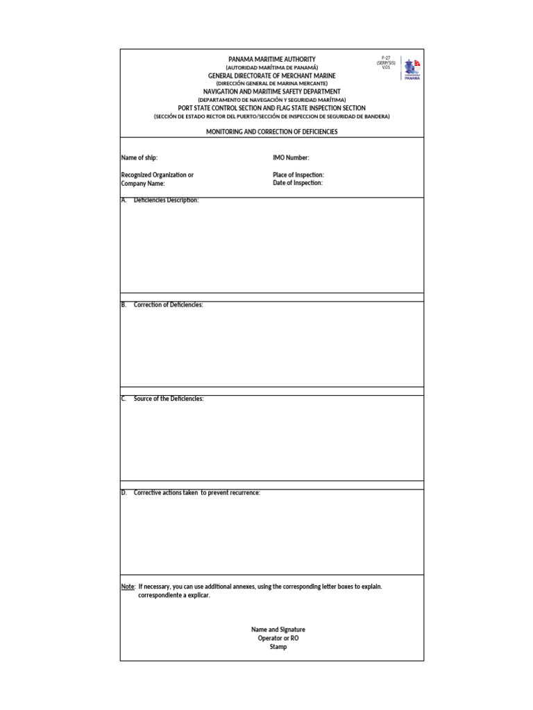 F 27 Monitoring and Correction Form | PDF