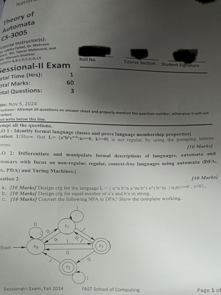 CS 24F Automata Mid2+Student Solution | PDF | Automata Theory | Mathematics