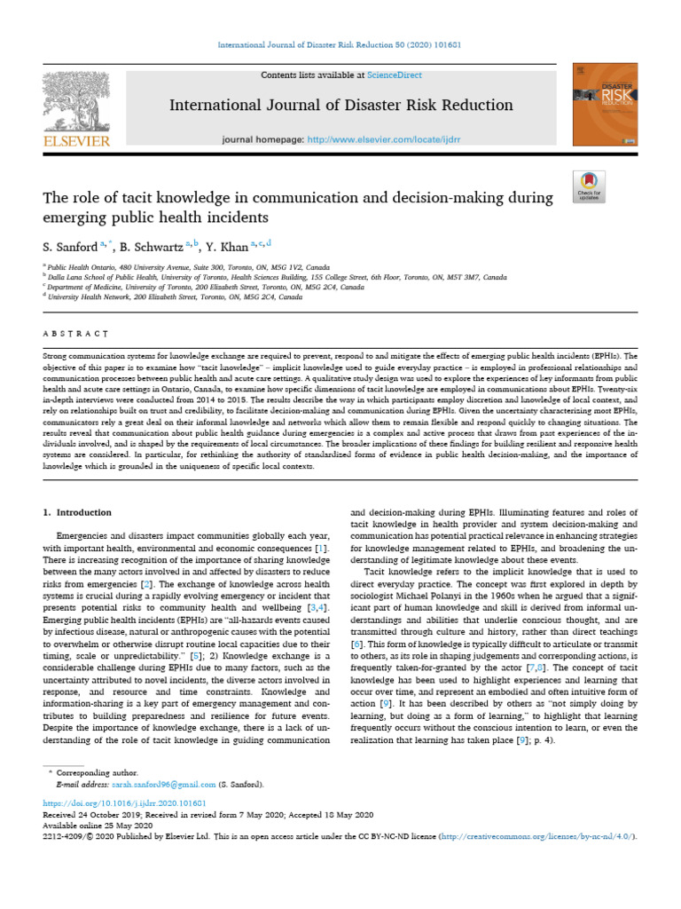The Role of Tacit Knowledge in Communication and 2020 International Journal | PDF | Knowledge ...