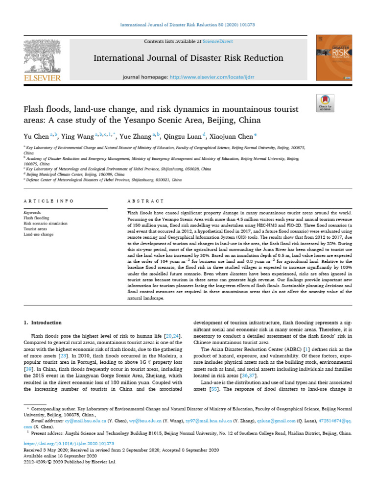 Flash Floods Land Use Change and Risk Dynamics in 2020 International Jour | PDF | Flood | Risk