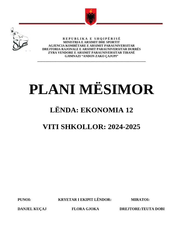 EKONOMIA 12 PLANE MESIMORE.docx1 | PDF