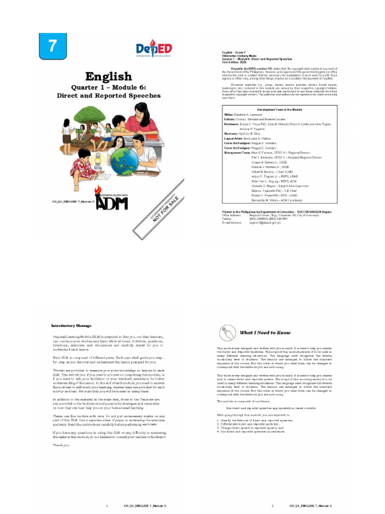 Eng 7 q1 Module 6 | PDF