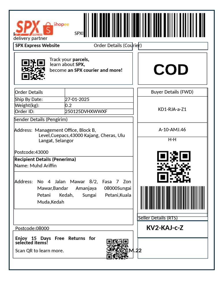 SPX Parcel Detail | PDF