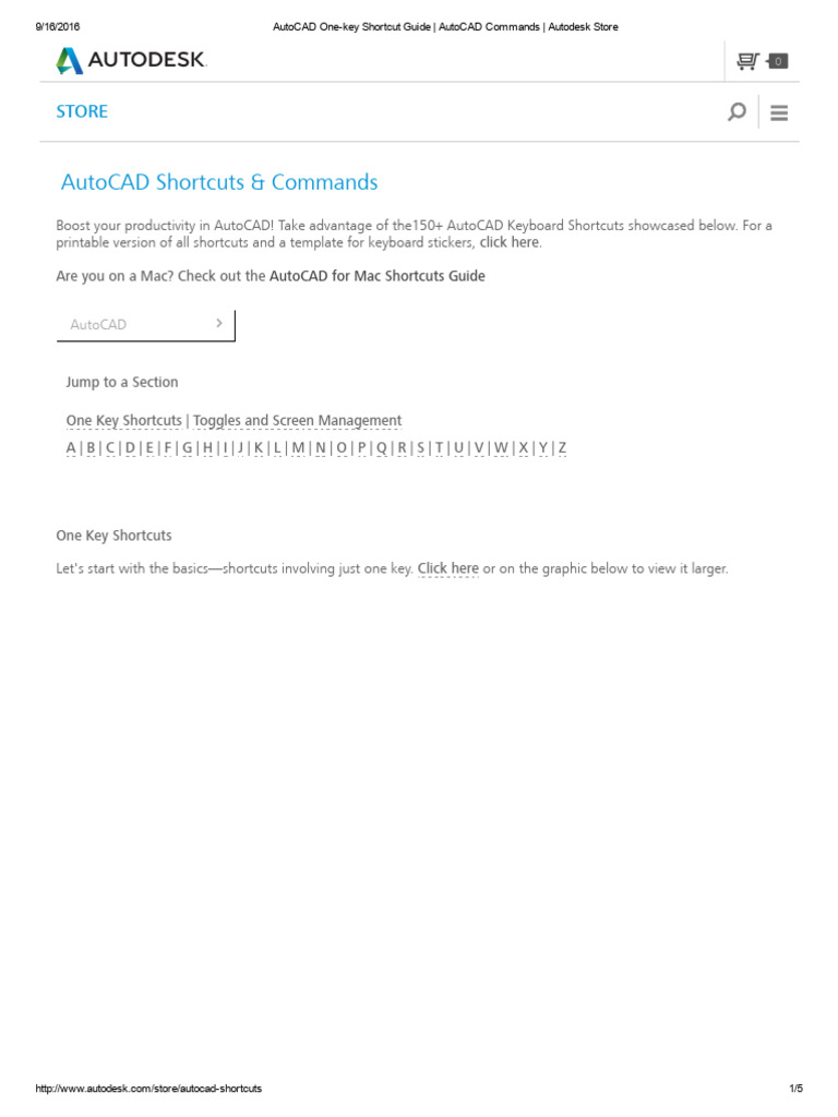 AutoCAD One-Key Shortcut Guide - AutoCAD Commands - Autodesk Store ...