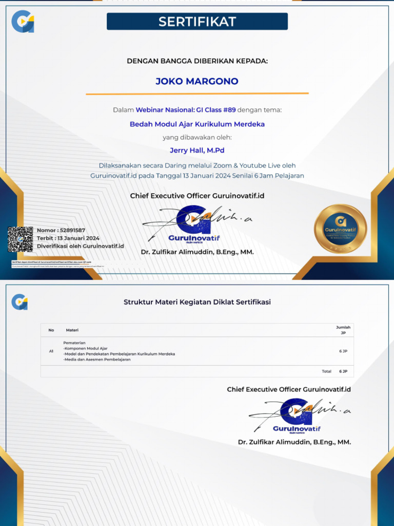 2024 Webinar Bedah Modul Ajar Kurmer 6JP | PDF