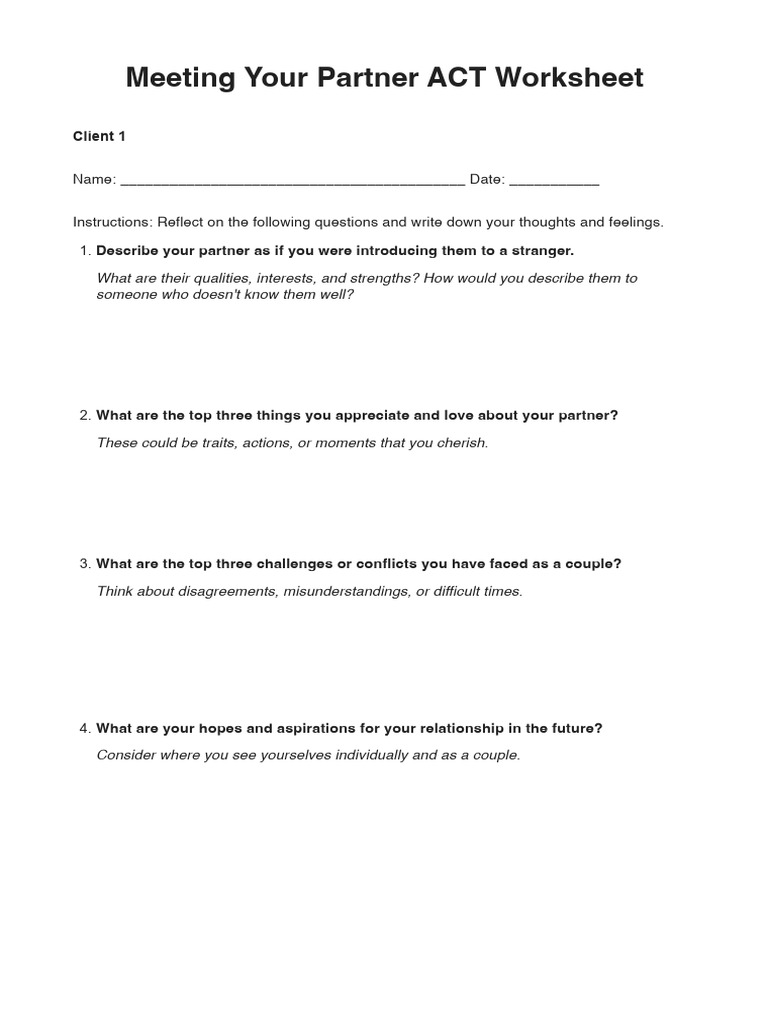 Couples Reflection Worksheet | PDF