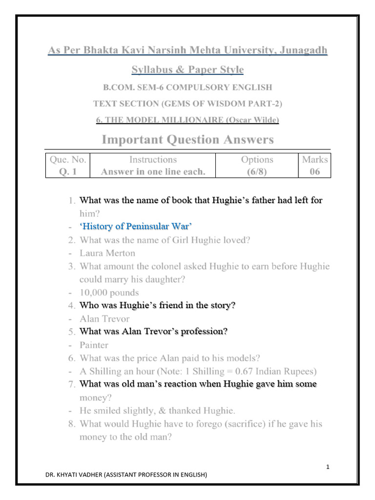 The Model Millionaire All Q & A | PDF