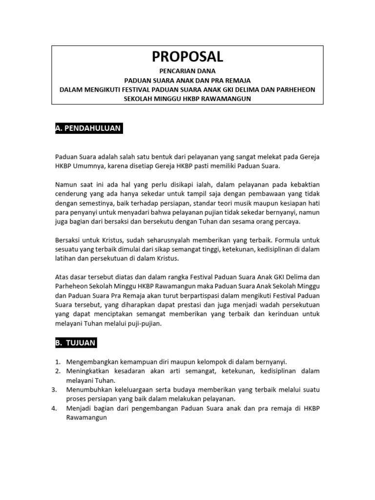 Proposal Festival Paduan Suara Anak | PDF