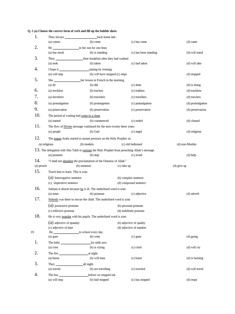 Eng MCQs Final | PDF | Pronoun | Noun
