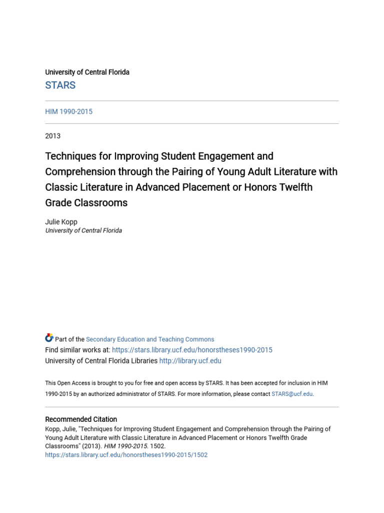 Techniques for Improving Student Engagement and Comprehension thr | PDF ...