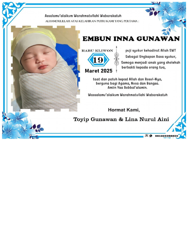 Ucapan Lahiran Lina | PDF